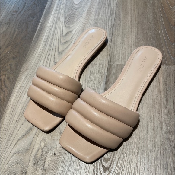 Aldo | Shoes | Nude Aldo Goani Puffy Mule Sandal | Poshmark